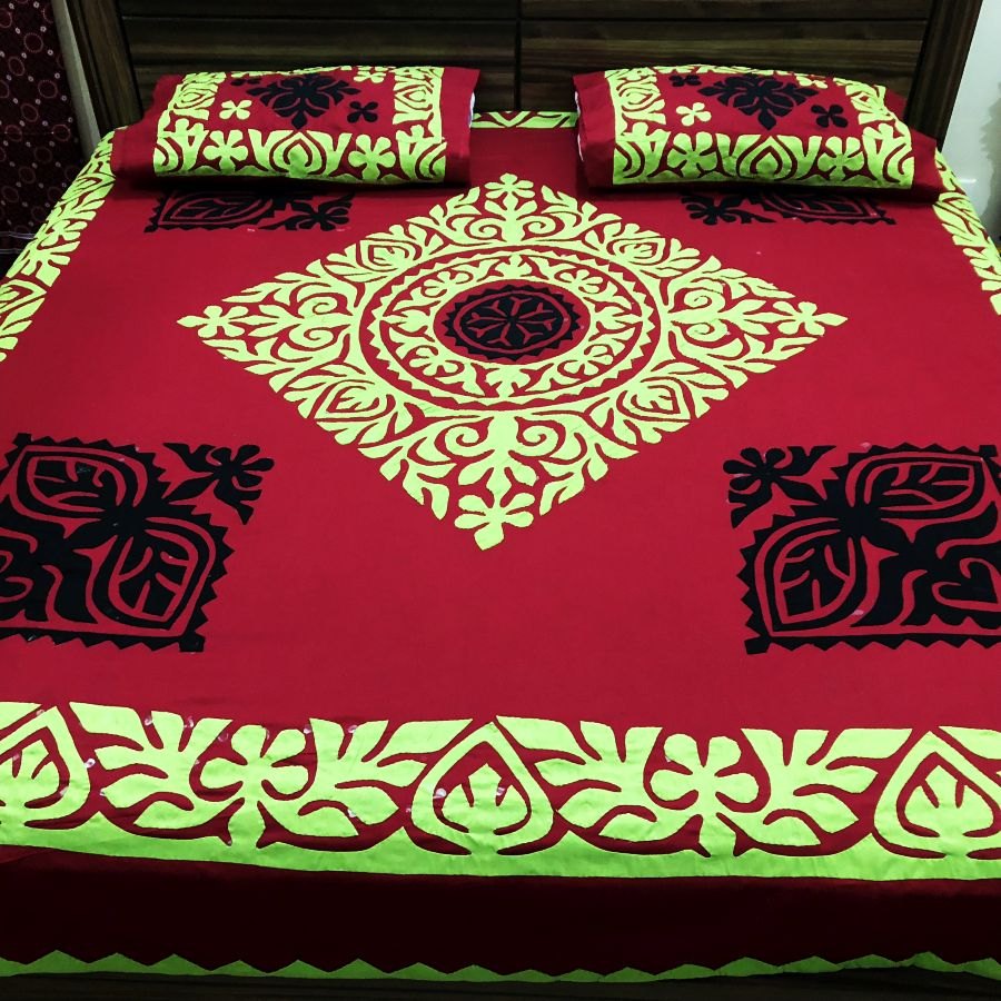 Handmade Applique Bed Cover red and black – Culture Club